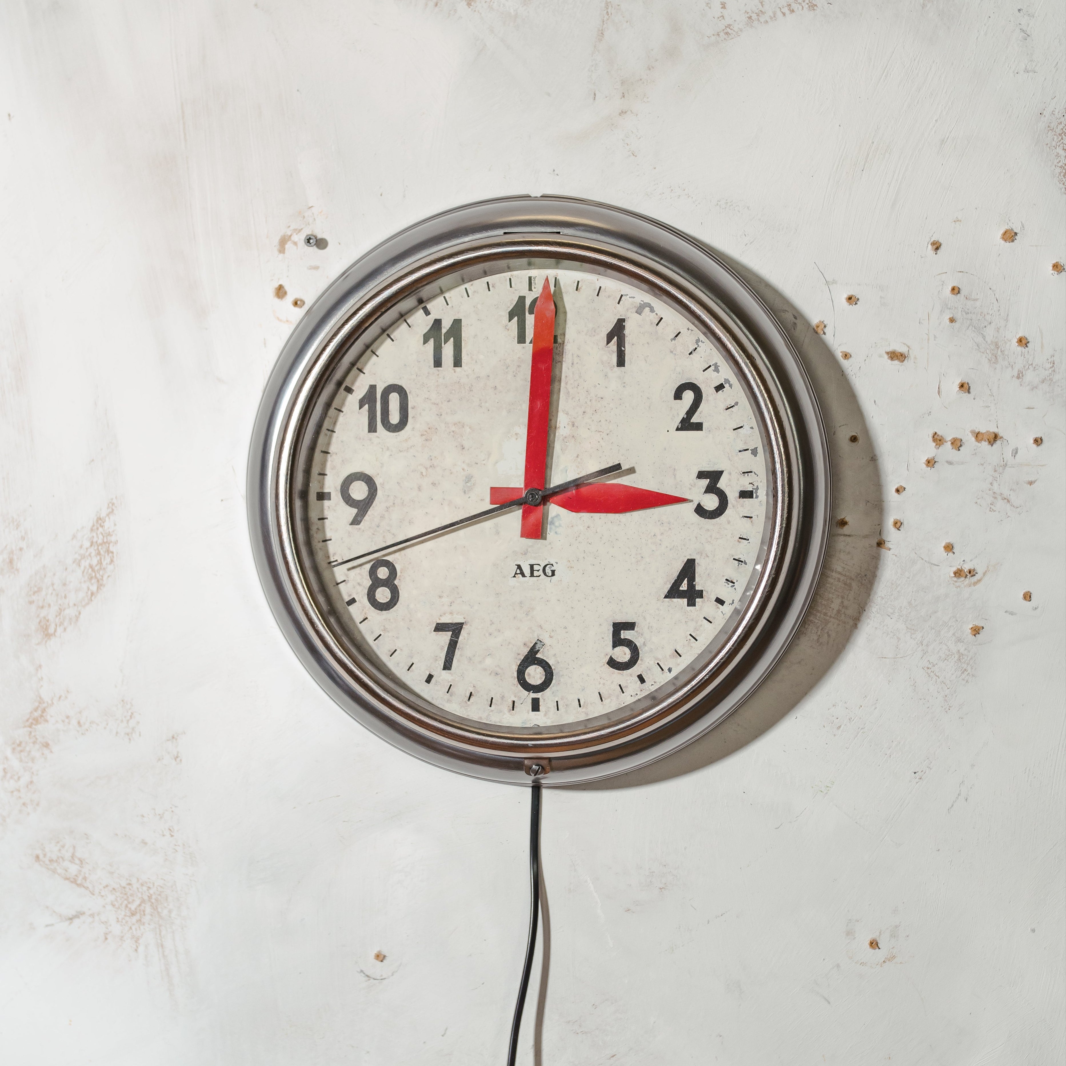 Vintage Industrial Wall Clock by Peter Behrens, Restored 1960s AEG, Po ...